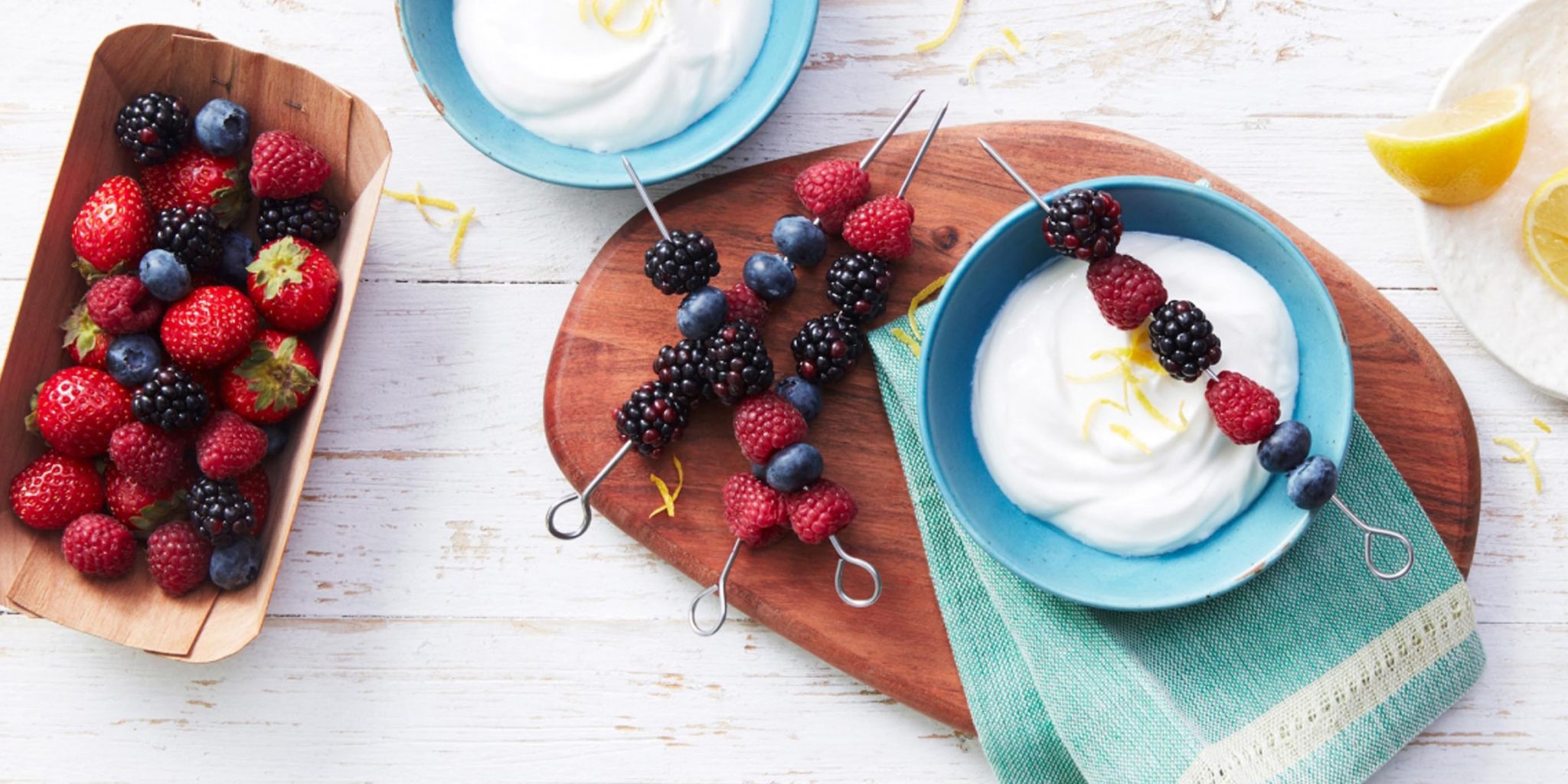 Berry Skewers with Lemon Ginger Yogurt Dip Recipe | Zero Calorie ...